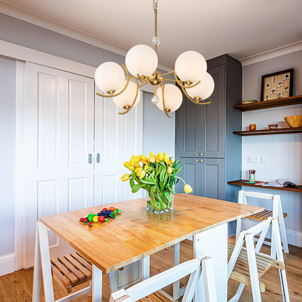 Mercer41 Leora 6 - Light Dimmable Sputnik Globe Glass Chandelier | Wayfair